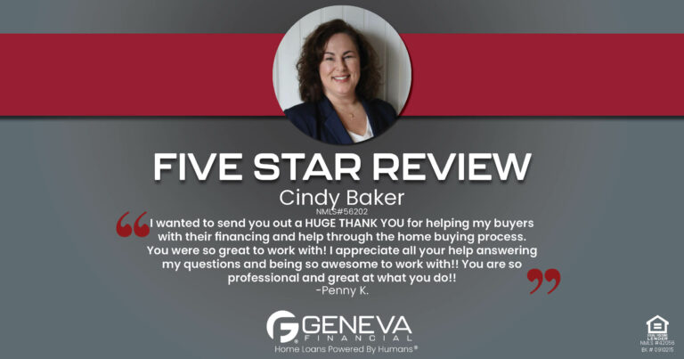 5 Star Review for Cindy Baker Geneva Financial Home Loans, Indiana ...